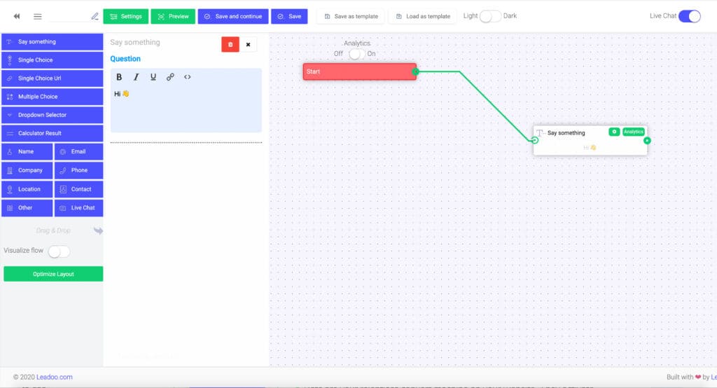 How to create a chatbot with visual builder | Leadoo