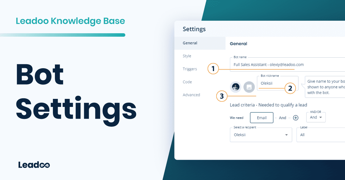Settings, Styles & Trigger rules (Chatbot & Inpagebot) | Leadoo - Conversion Platform
