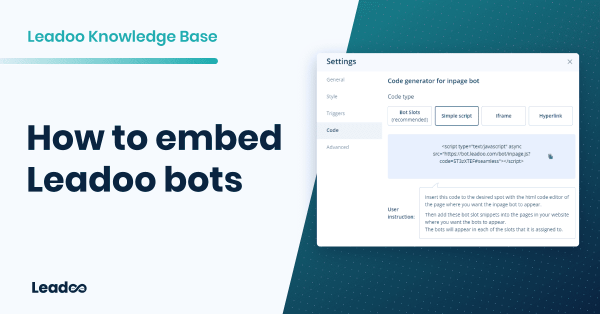 How To Embed Leadoo Bots Leadoo Conversion Platform
