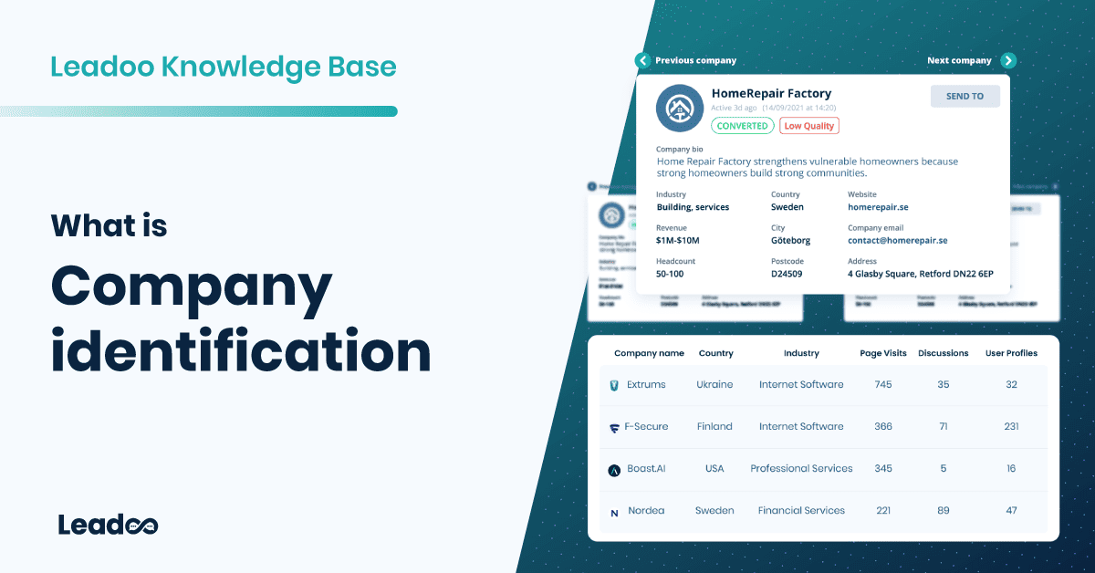 Understand Company Identification (Insights & Filters) | Leadoo - Conversion Platform