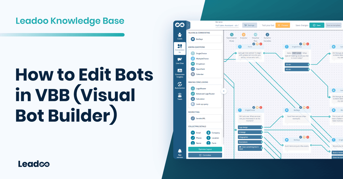How To Edit Bots In Vbb Visual Bot Builder Leadoo Conversion Platform