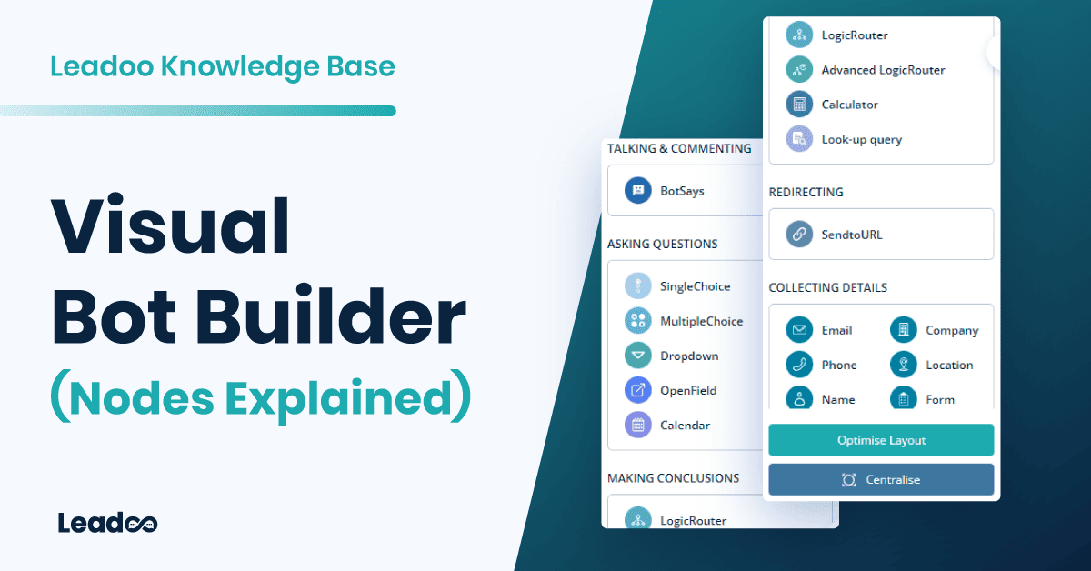 Visual Bot Builder : Bot Editor Nodes Explained | Leadoo - Conversion Platform
